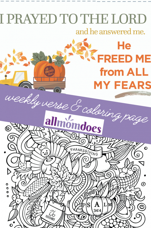 Bible Memory Verse + Coloring Page: Psalm 34-4 | AllMomDoes