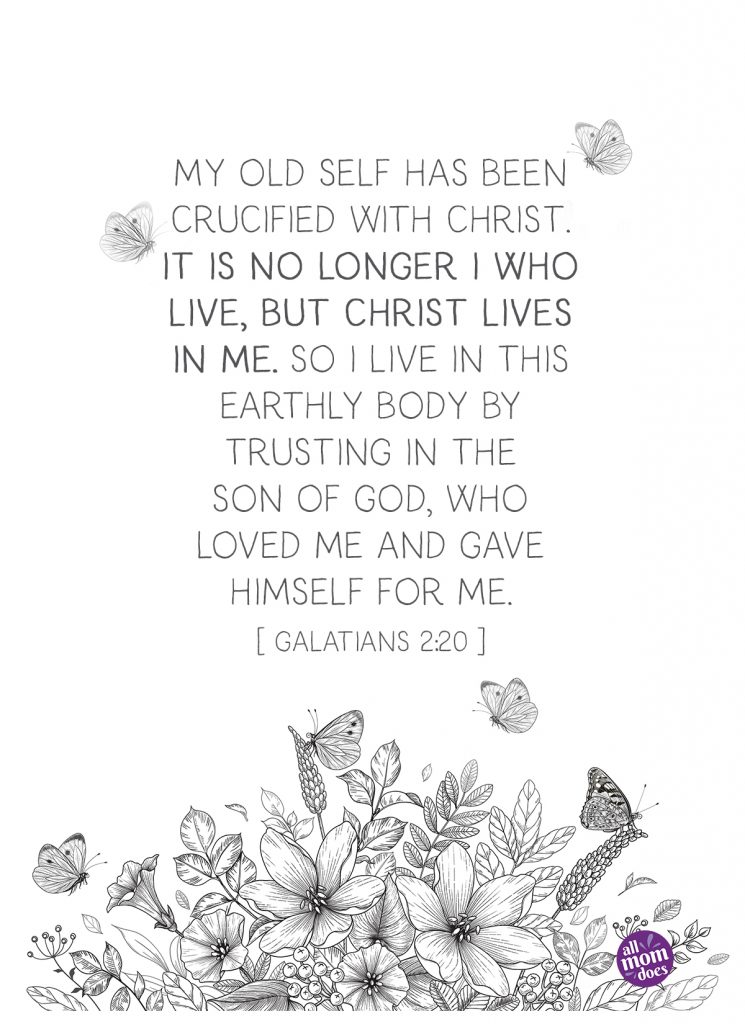 Bible Memory Verse + Coloring Page: Galatians 2:20 | AllMomDoes