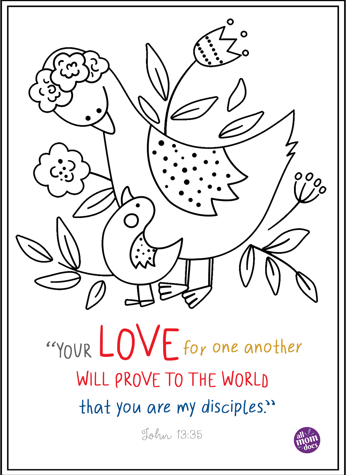 Bible Memory Verse + Coloring Page: John 13:35 | AllMomDoes